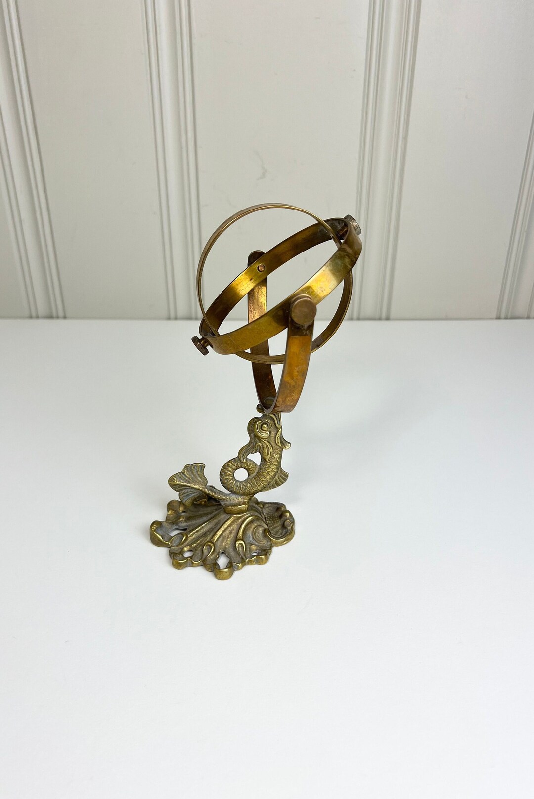 Figural Brass Ships Gimbal for a Cabin Oil Lamp or Compass With Fish ...