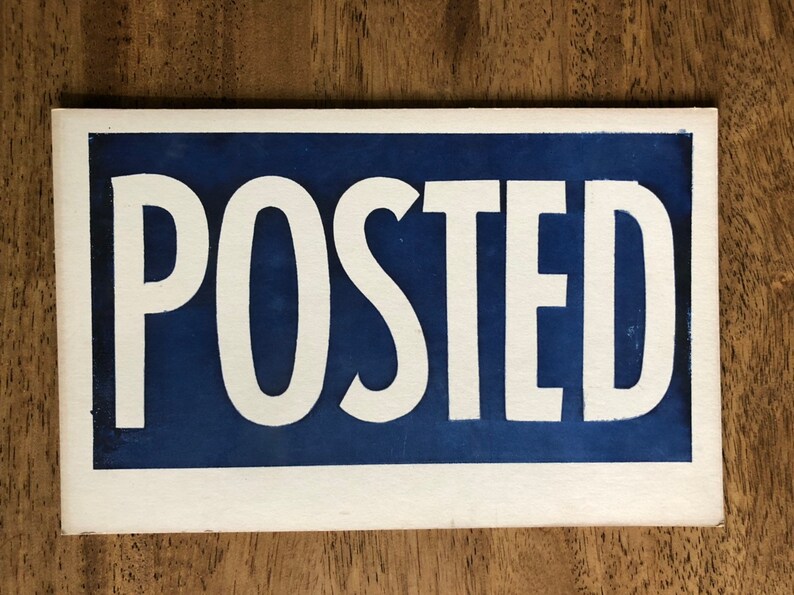 Vintage Painted "posted" Sign Dark Blue Cardboard Paper Cardstock - Etsy