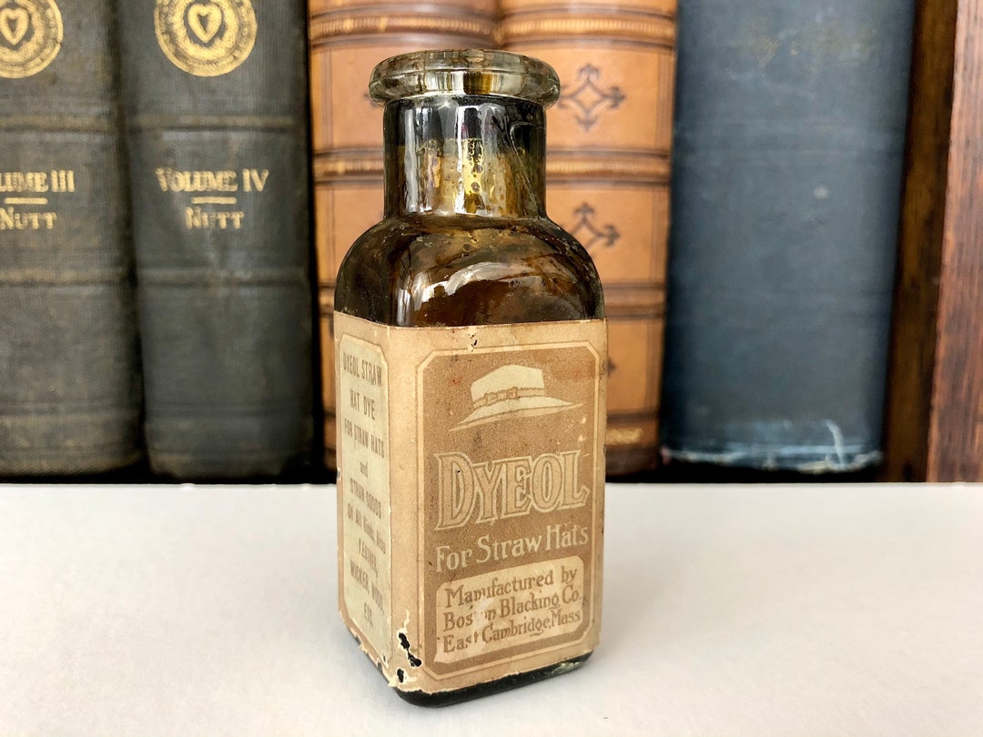 RARE Vintage DYEOL Straw Hat Dye Glass Bottle With Label Manufactured ...