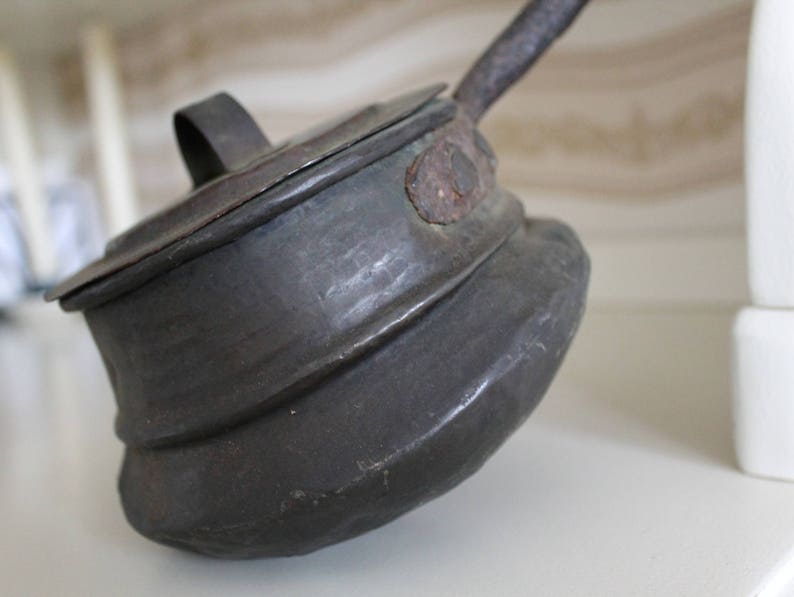 Primitive Copper Pan With Lid and Wrought Iron Handle - Etsy