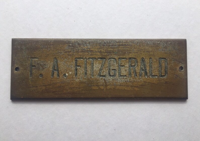 Antique F. A. Fitzgerald Bronze Name Plaque - Etsy