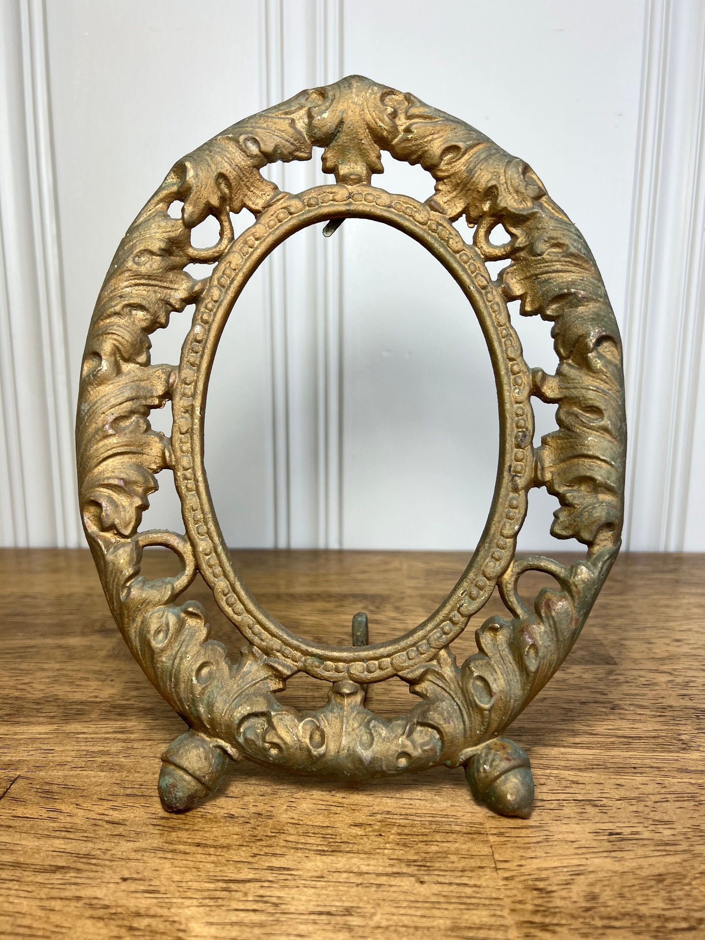 19th Century Figural Gilt Cast Iron Picture Frame Oak Leaves and Acorn ...