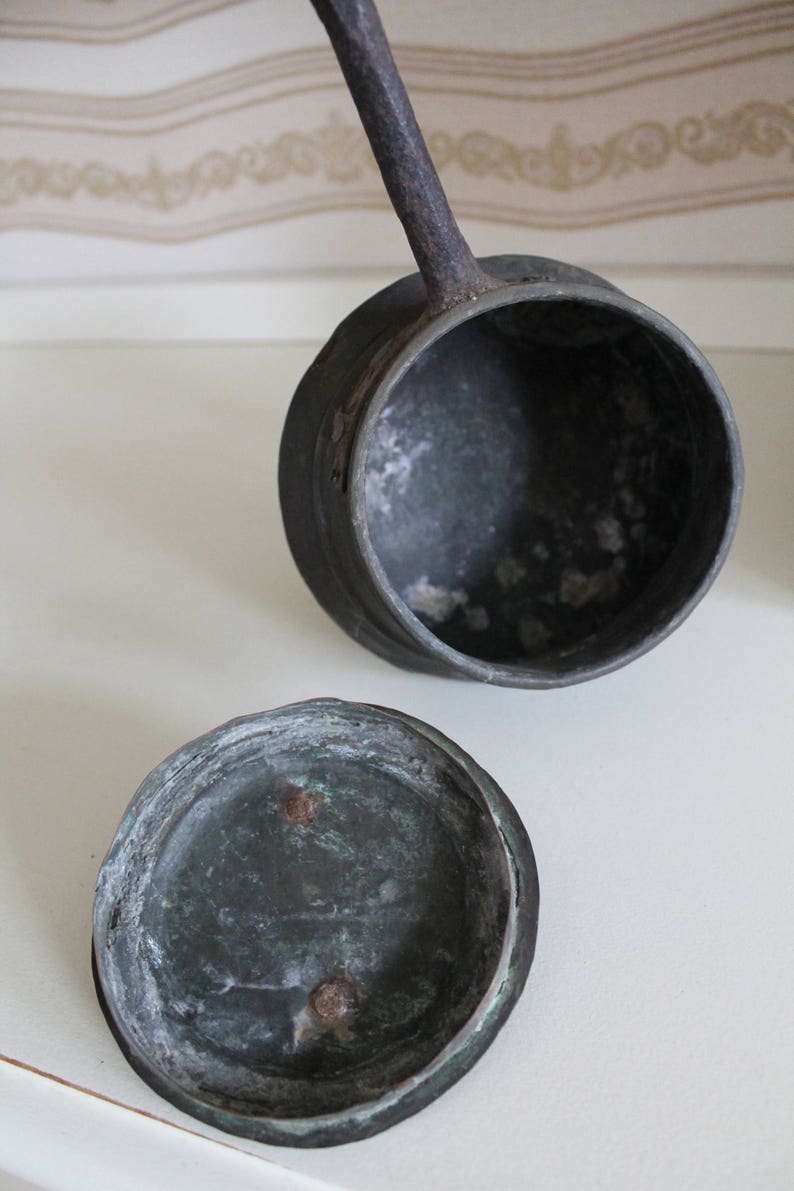 Primitive Copper Pan With Lid and Wrought Iron Handle - Etsy