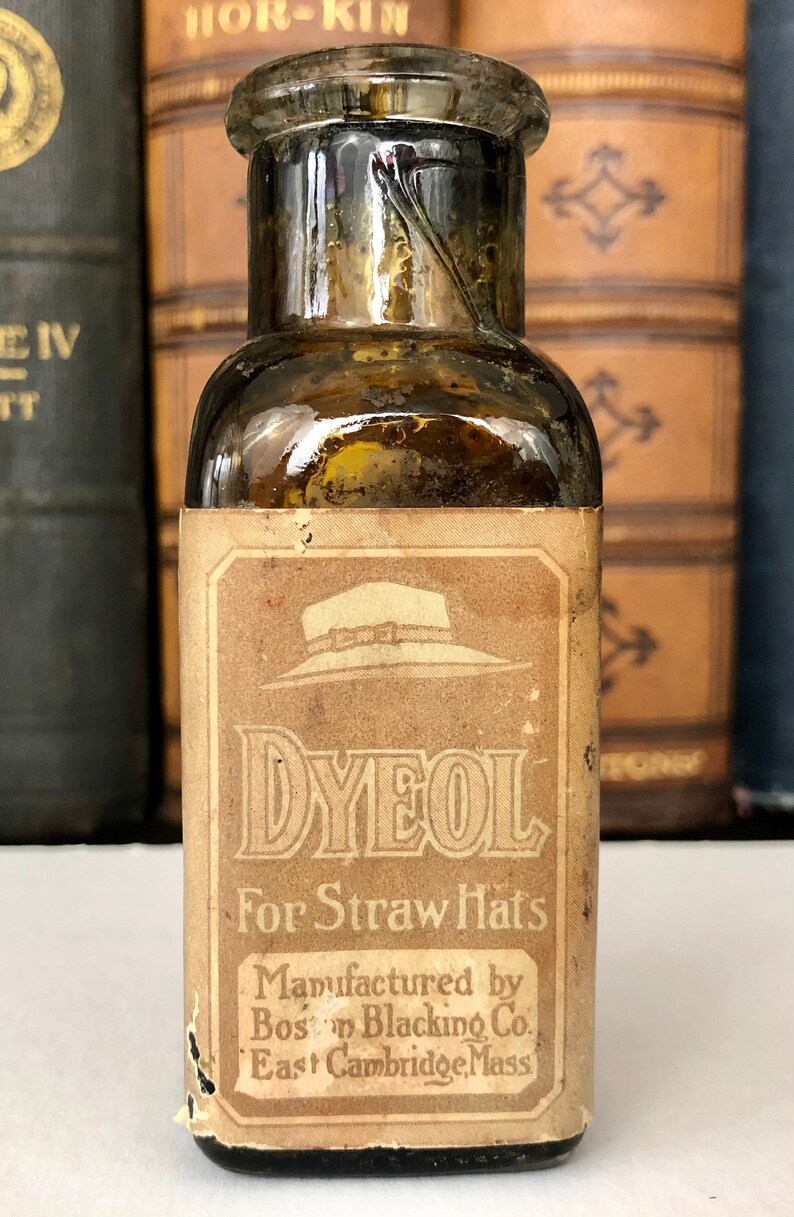 RARE Vintage DYEOL Straw Hat Dye Glass Bottle With Label Manufactured ...