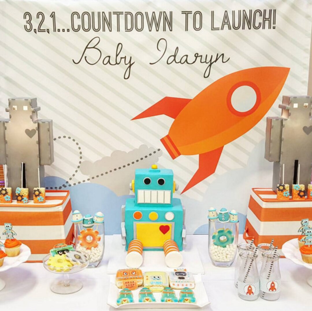 Robots & Rocketship ready to Launch Baby Shower or - Etsy