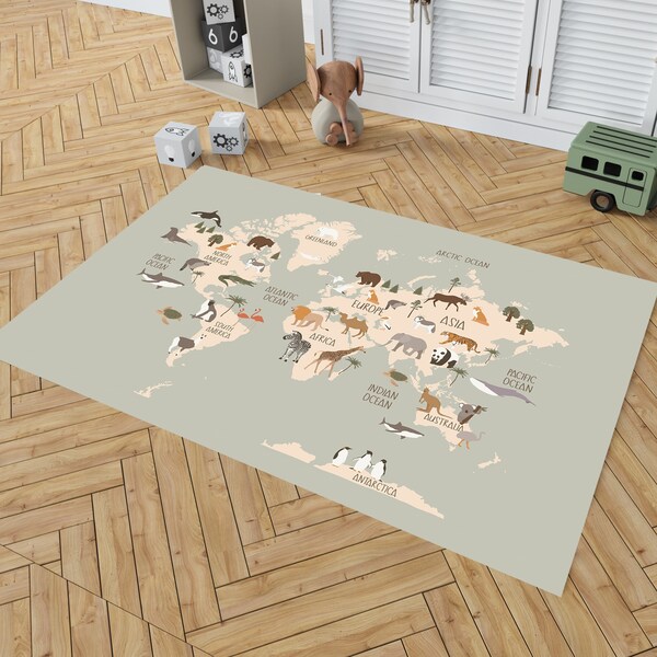 World Map Rug - Etsy