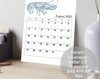 Printable Ocean Calendar - Etsy