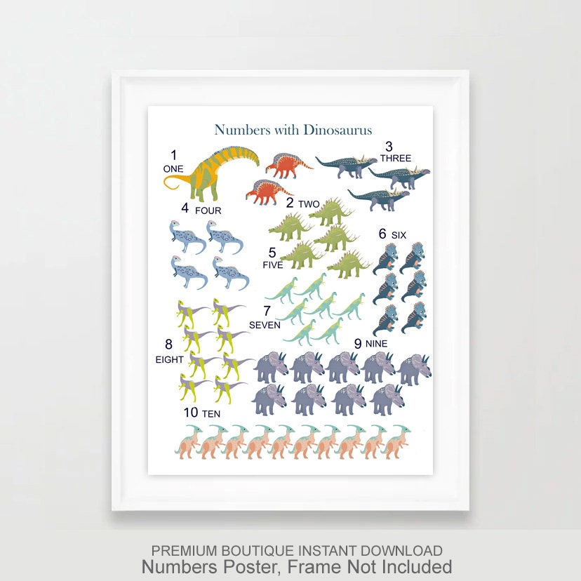 Dinosaurs Alphabet Numbers Prints Printable DIGITAL DOWNLOAD Wall Art ...