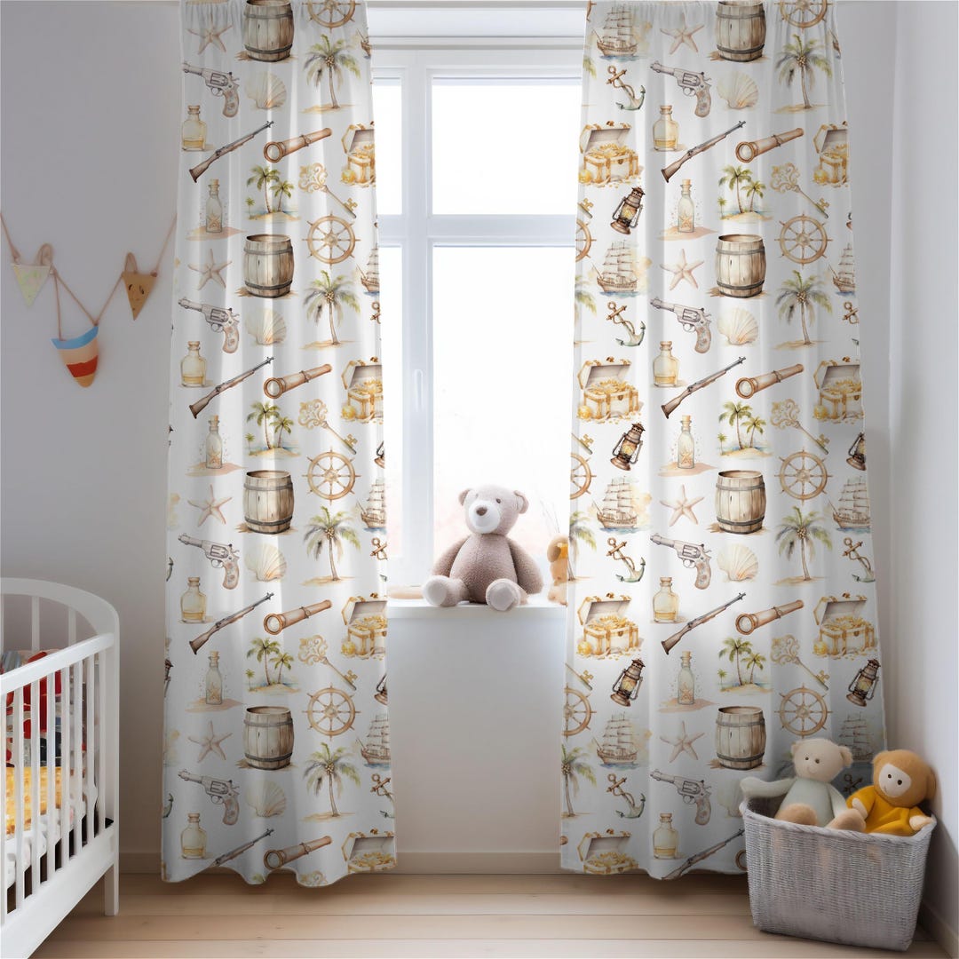 Pirate Treasure Nursery Curtains, Personalized Adventure Decor - Etsy