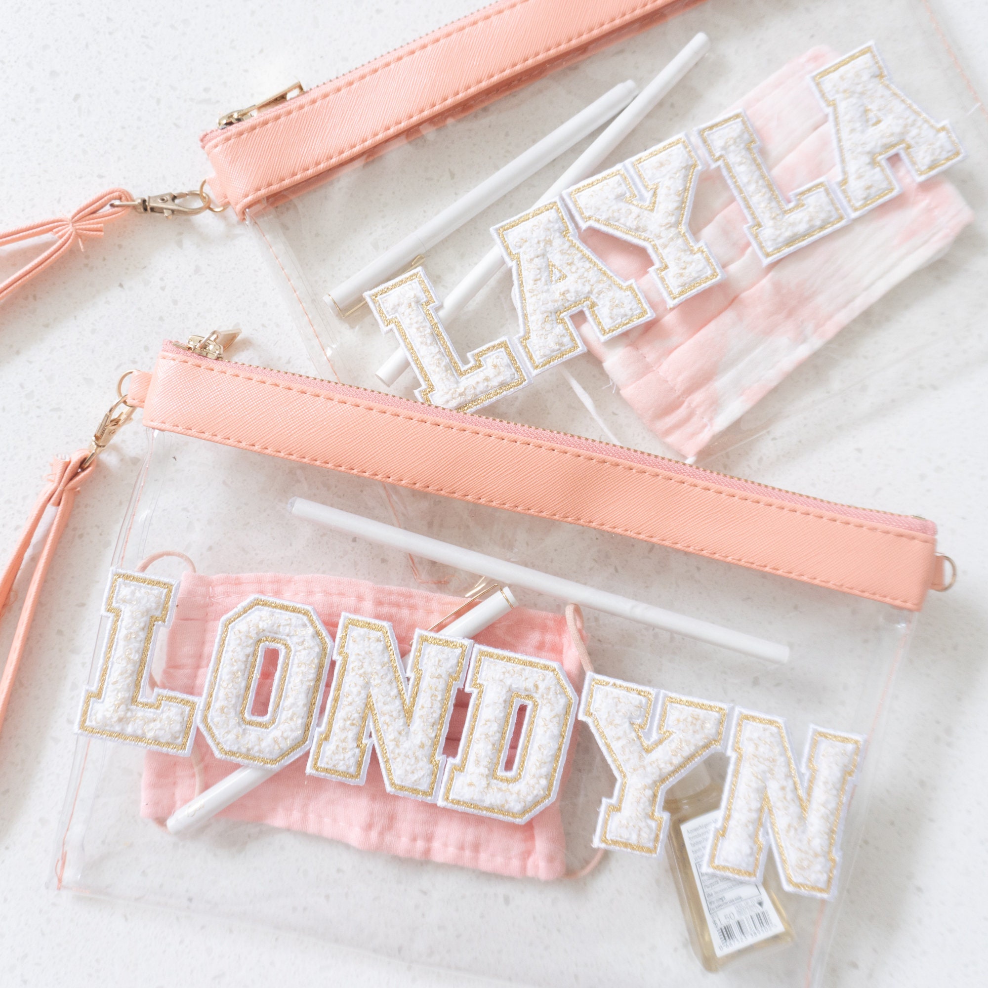 Blush and Gold Chenille Varsity Letter Patch ONLY Adhesive | Etsy