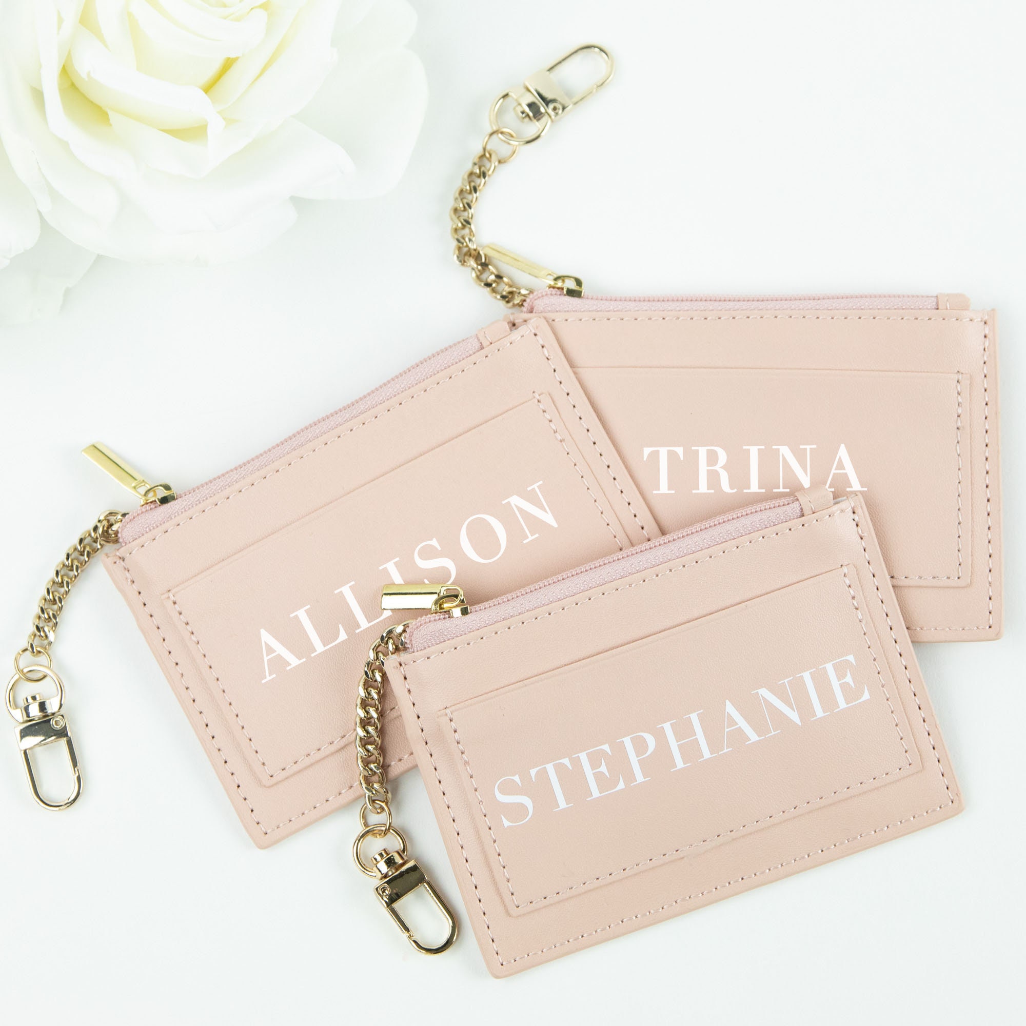 Personalized Credit Card Key Chain Vegan Leather Gold Foil | Etsy