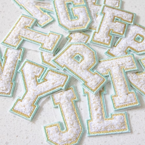 White and Gold Chenille Varsity Letter Patch ONLY Adhesive - Etsy