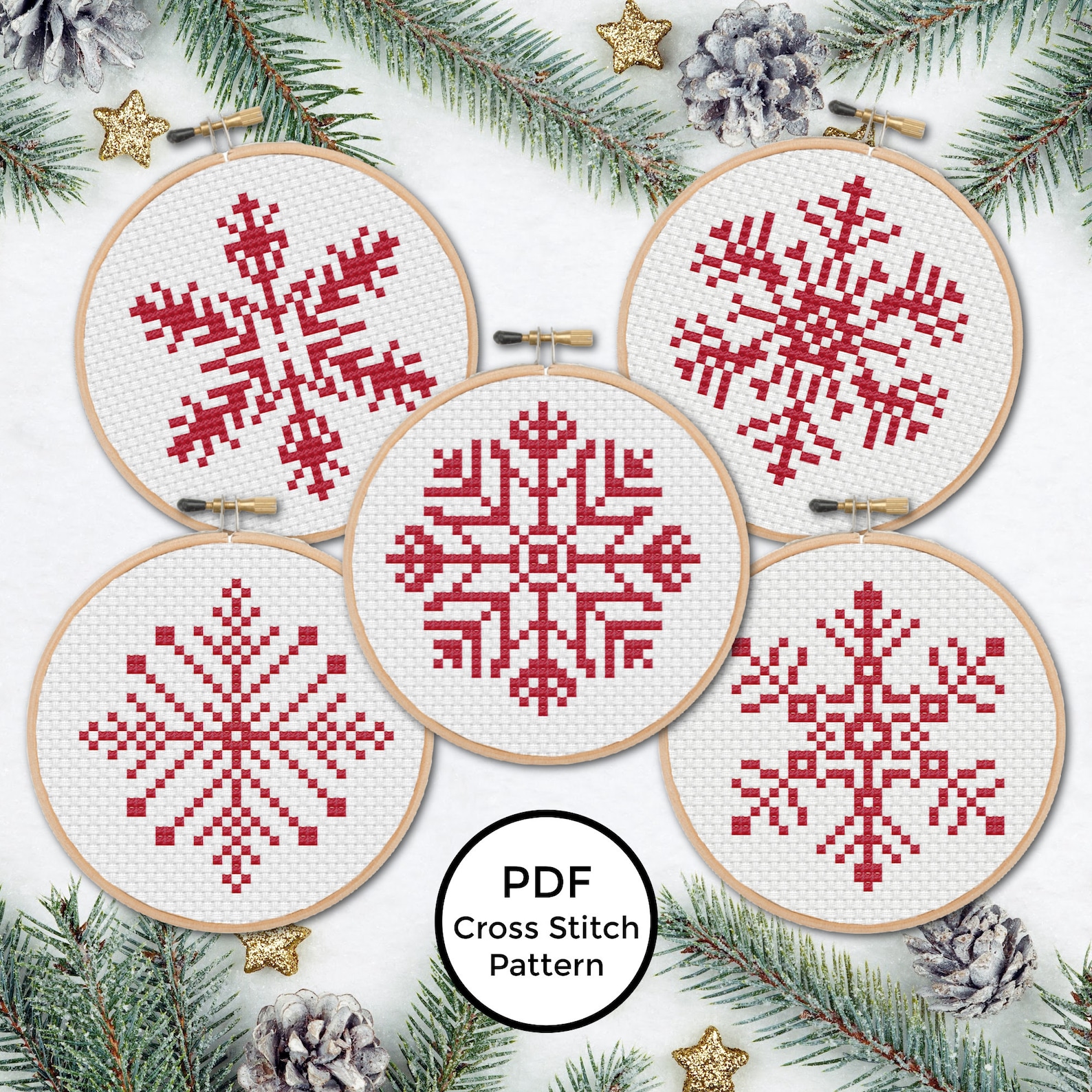 Snowflake Ornament Collection - Counted Cross-stitch DIGITAL PATTERNS ...