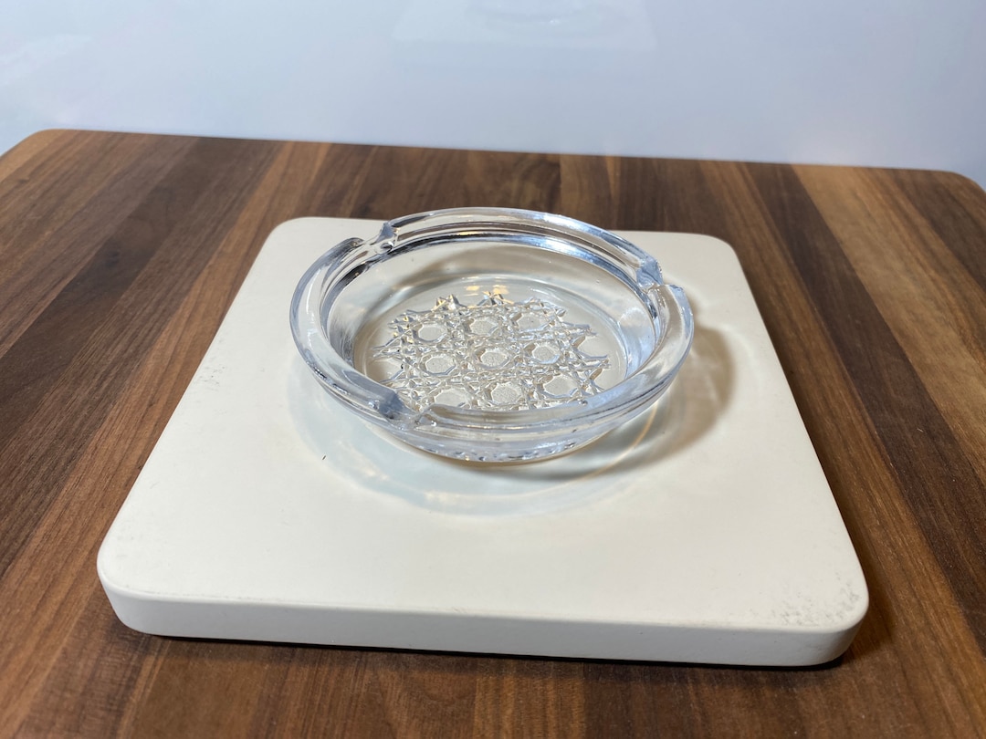 Vintage Clear Glass Round Geometric Ornate Ashtray - Etsy