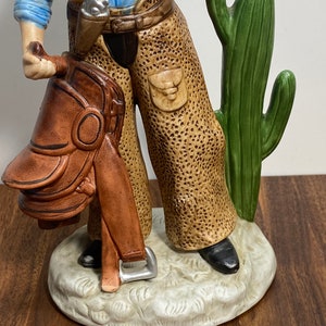 Vintage Ceramic Cowboy Statue - Etsy