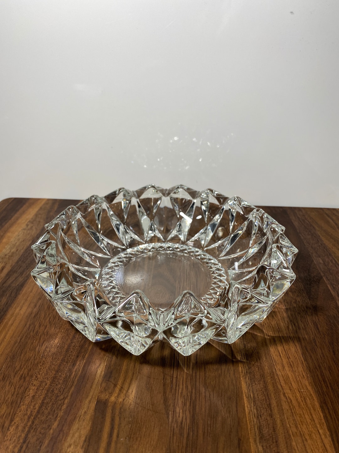 Vintage Large Heavy Clear Glass Ornate Ashtray - Etsy