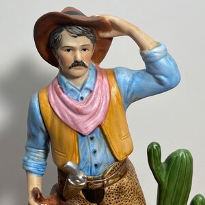 Vintage Ceramic Cowboy Statue - Etsy