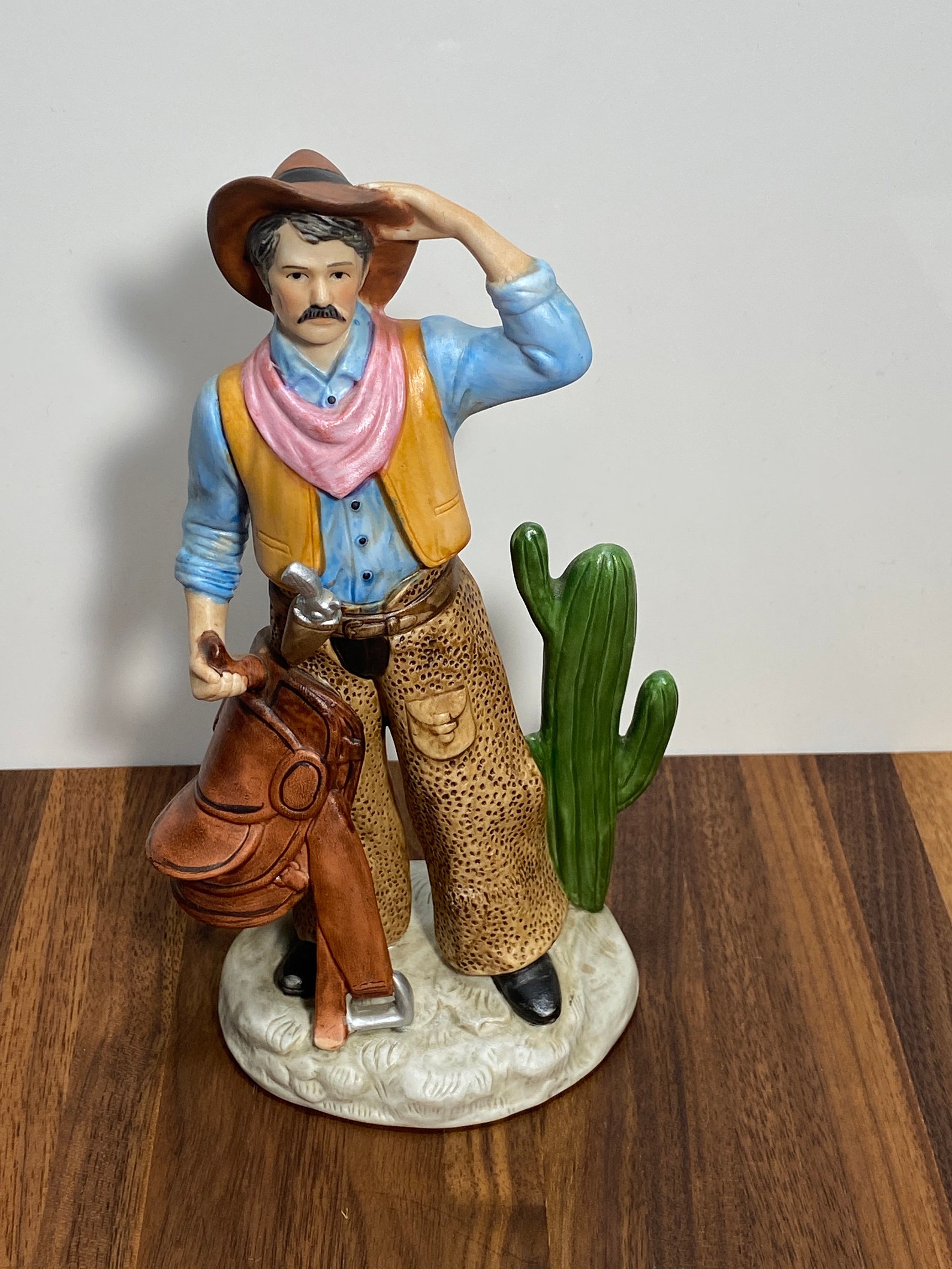 Vintage Ceramic Cowboy Statue - Etsy