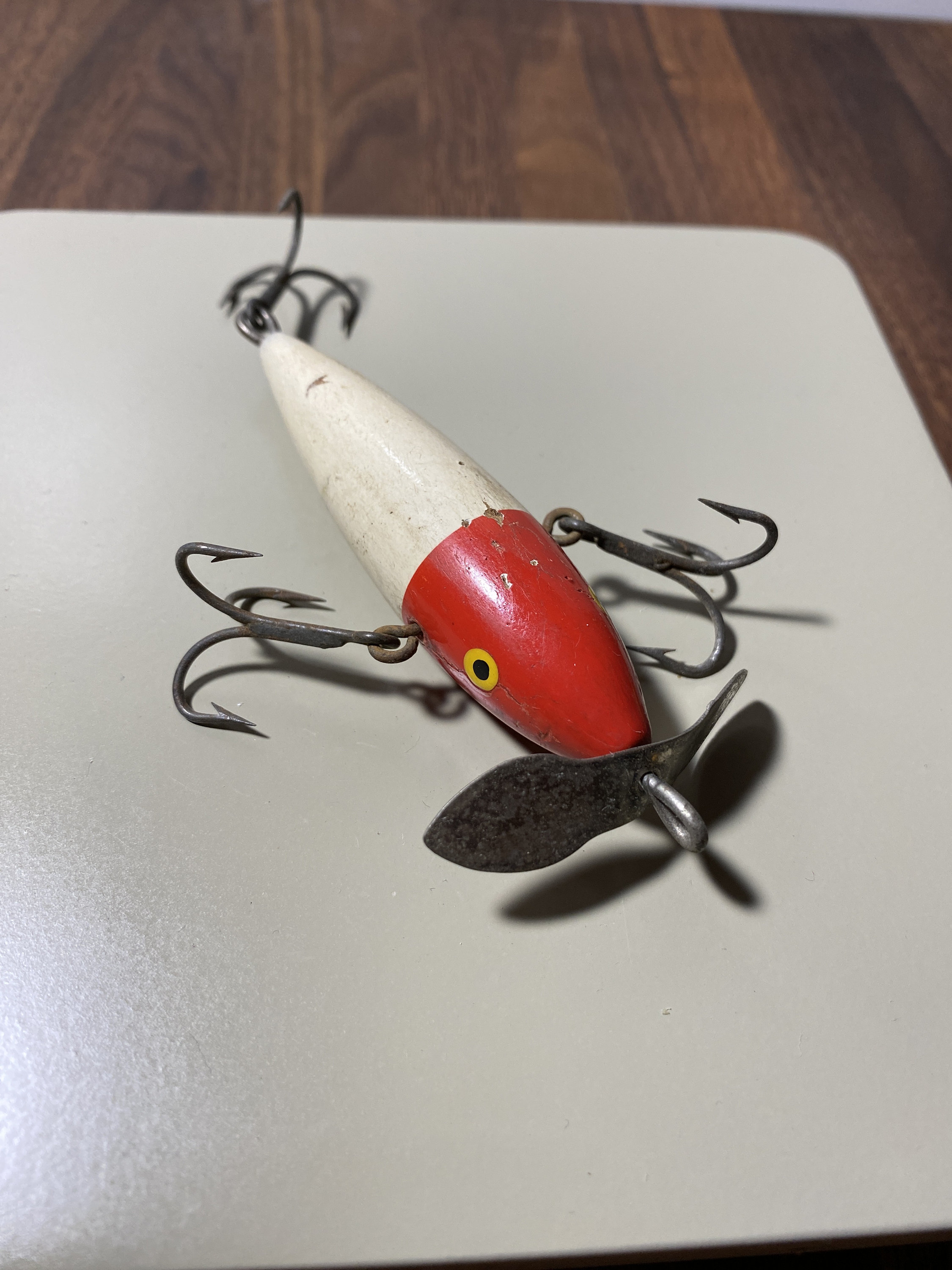 Vintage Wooden Classic Red & White Fishing Lure - Etsy