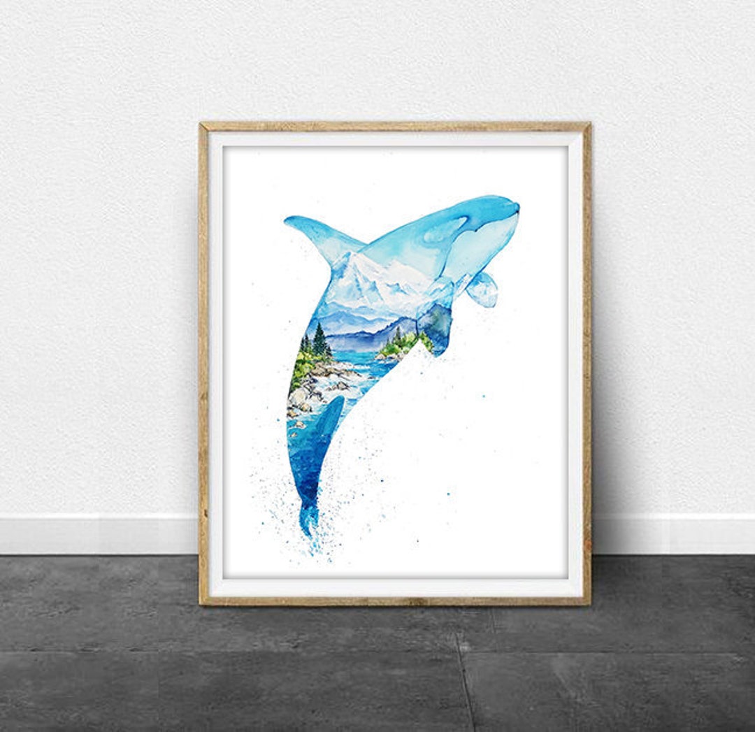 Orca Killer Whale Art, Ocean Spirit Animal Art Print, Coastal ...