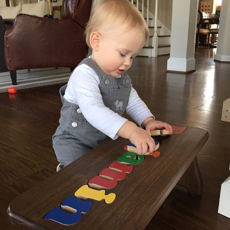 Two-name Puzzle Bench 4 FINISH Options Personalized Baby | Etsy