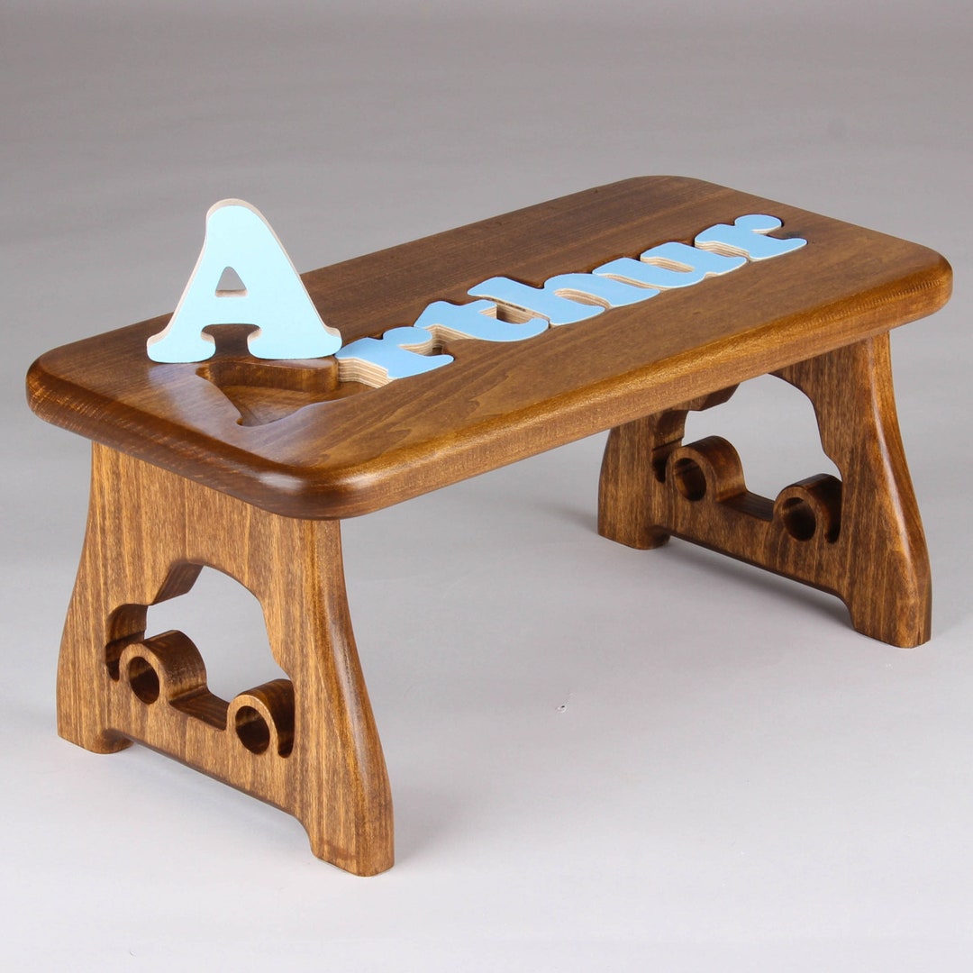 Name Puzzle Stool Pick Your Design Pick Your Finish - Etsy