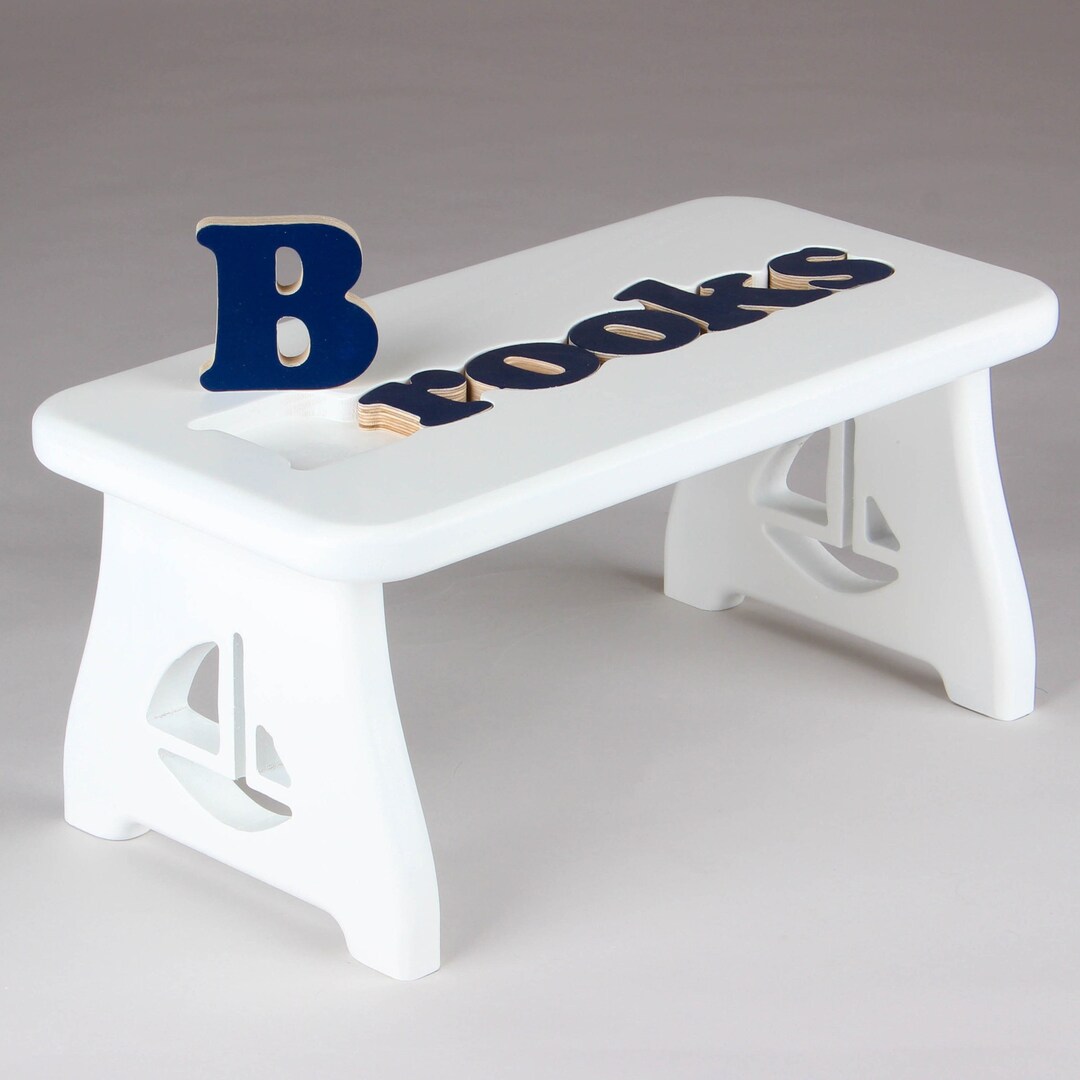 Name Puzzle Stool WHITE FINISH Princess/prince Step Stool, First ...