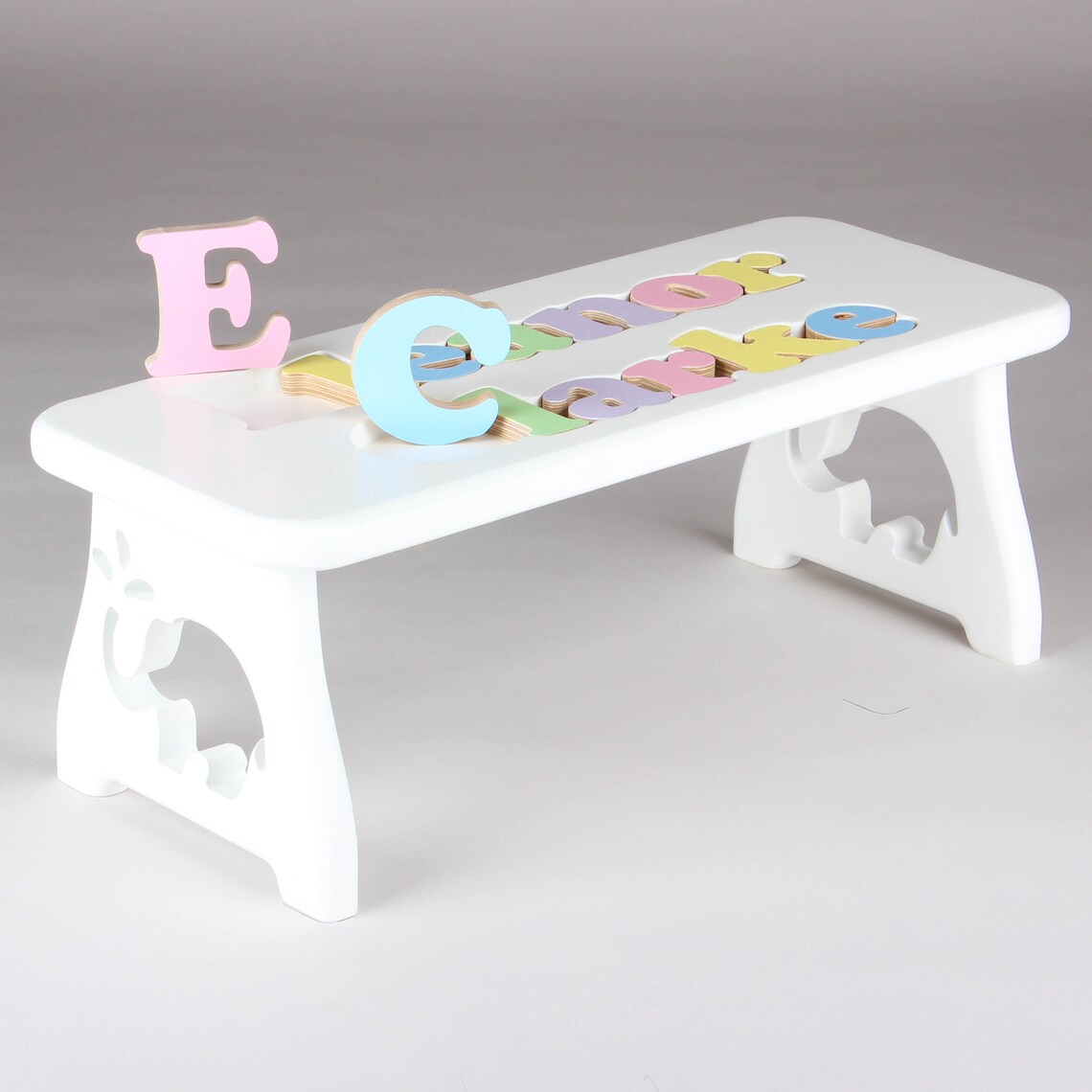 Two-name Puzzle Bench WHITE Finish First Birthday Toddler | Etsy