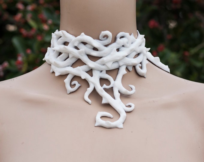 Winter Dryad Neckpiece, White Silicone Necklace Choker, Winter Fairy ...