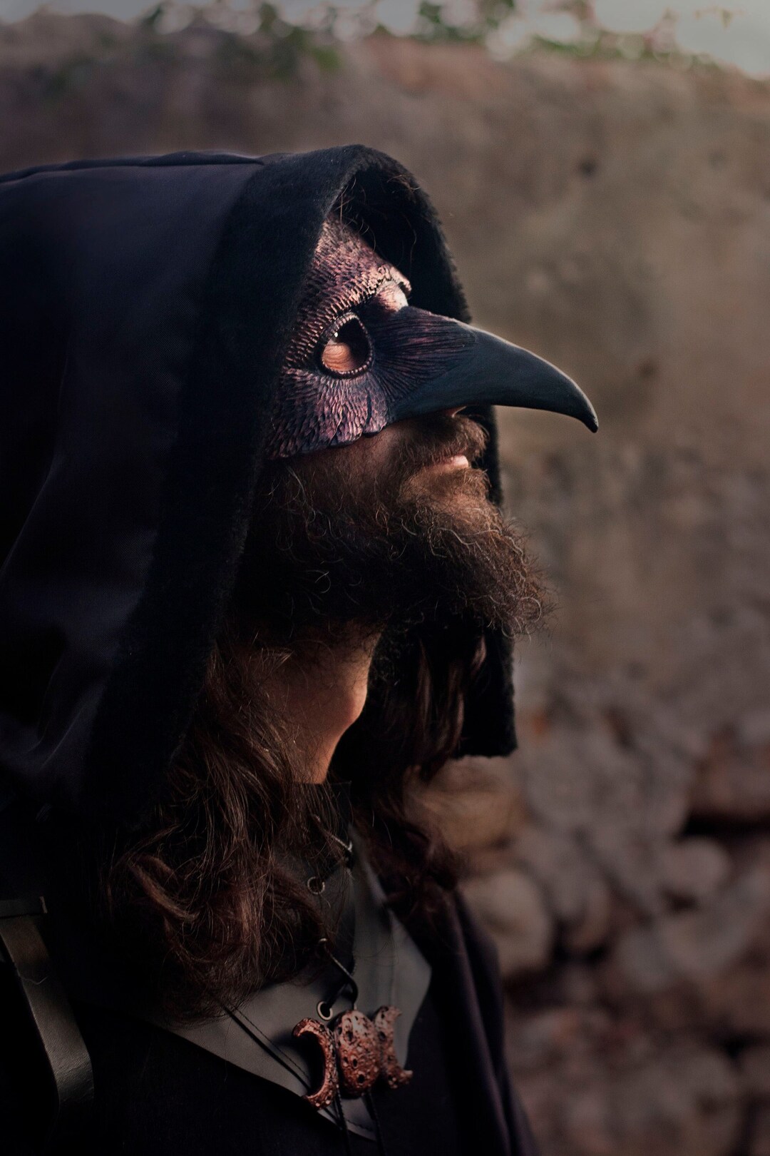 Venetian Style Crow Mask - Raven Costume Animal Masquerade - Bird ...