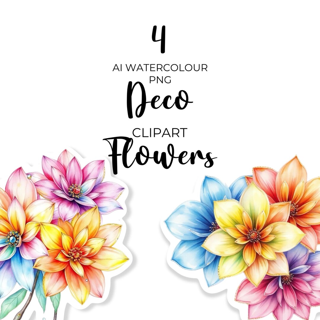 Floral Rainbow Flowers Clipart | Botanical PNG Set (digital Download ...