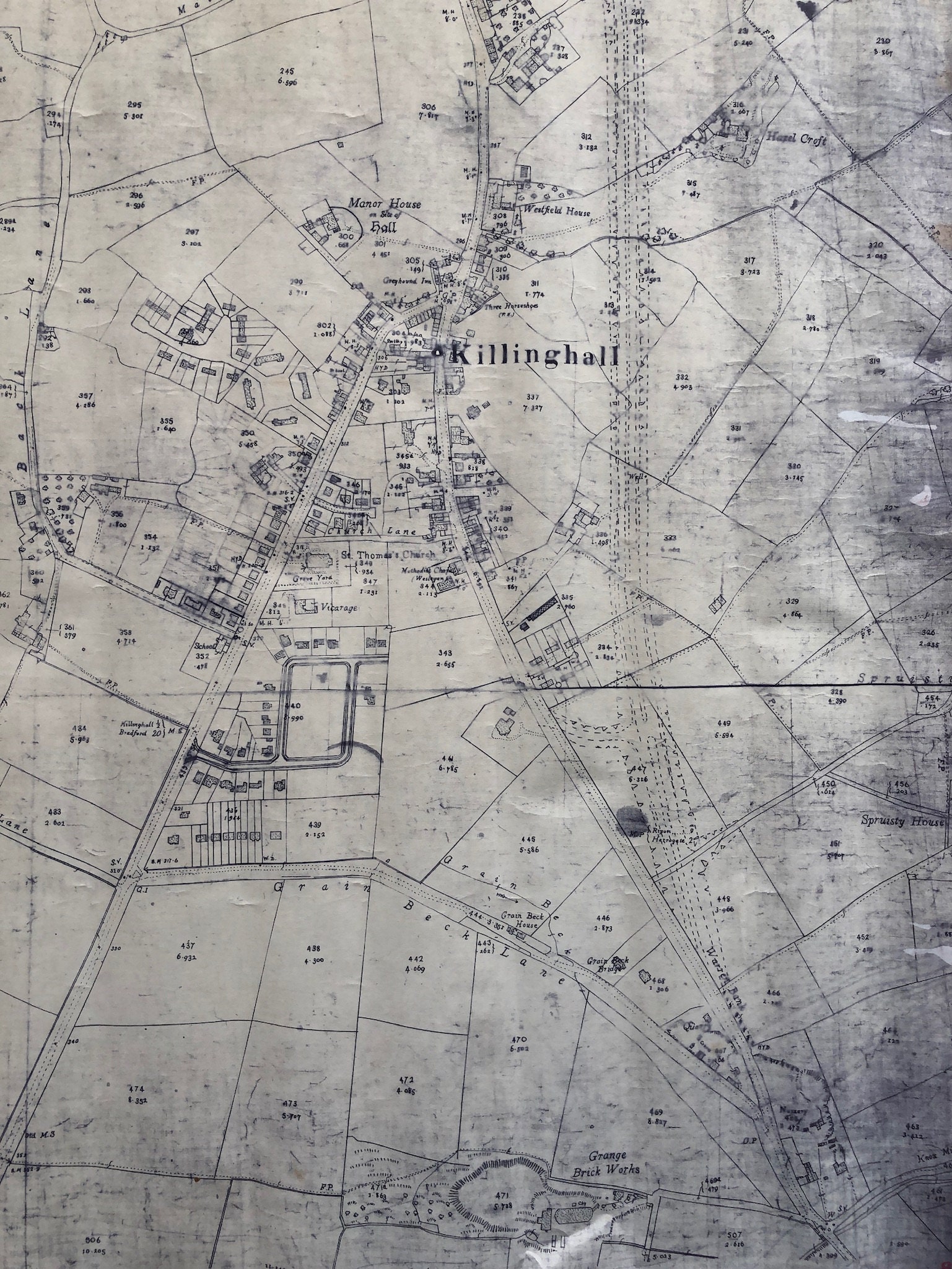 Large Vintage Photostat Map From 1909 Killinghall, Nr Harrogate, North ...