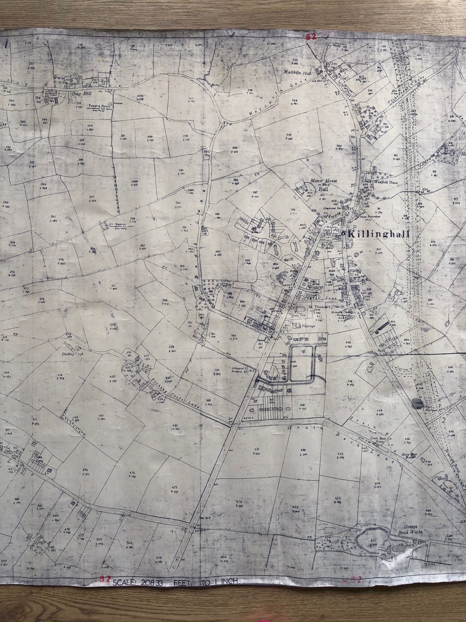 Large Vintage Photostat Map From 1909 Killinghall, Nr Harrogate, North ...