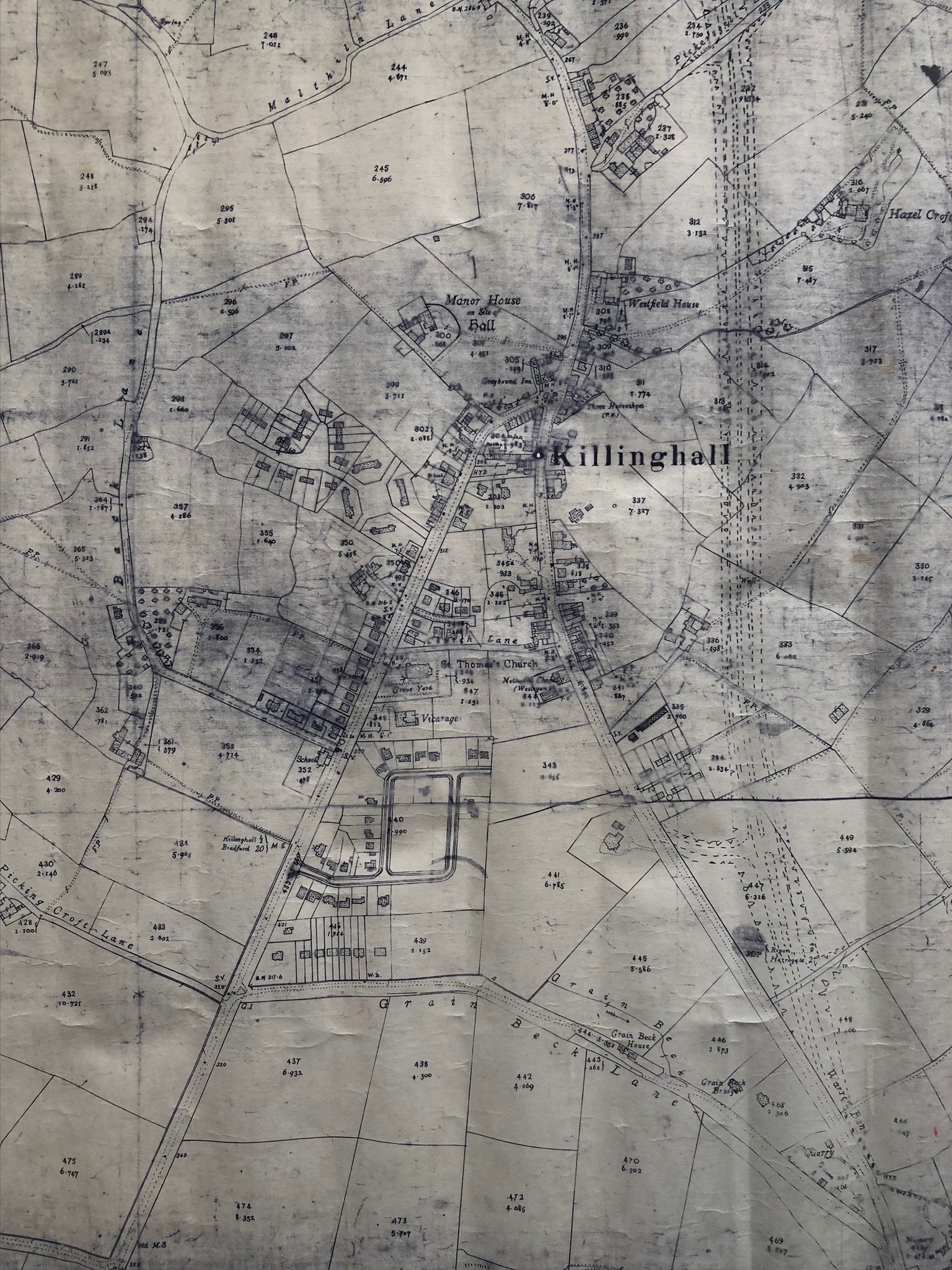 Large Vintage Photostat Map From 1909 Killinghall, Nr Harrogate, North ...