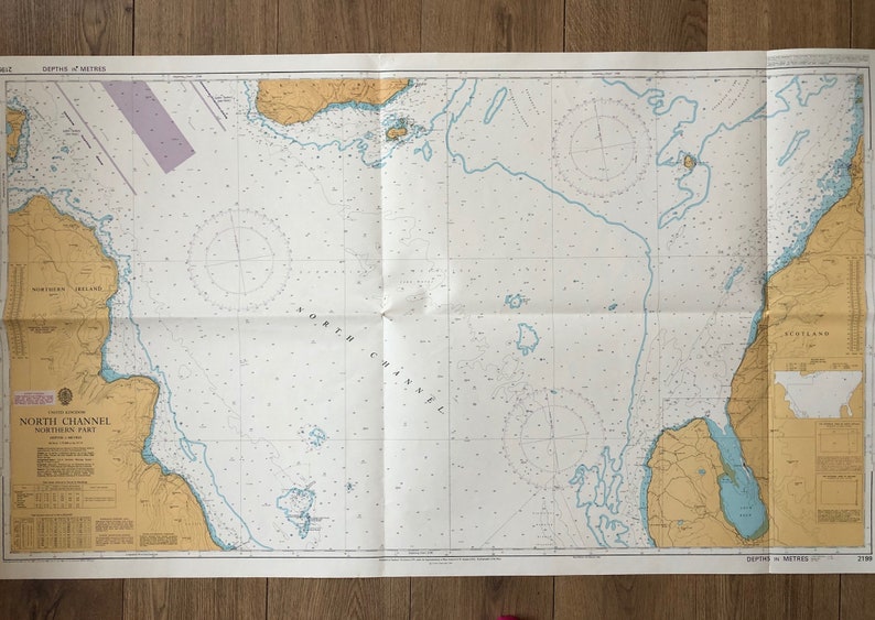 Vintage Nautical Map North Channel Northern Part Scotland & - Etsy