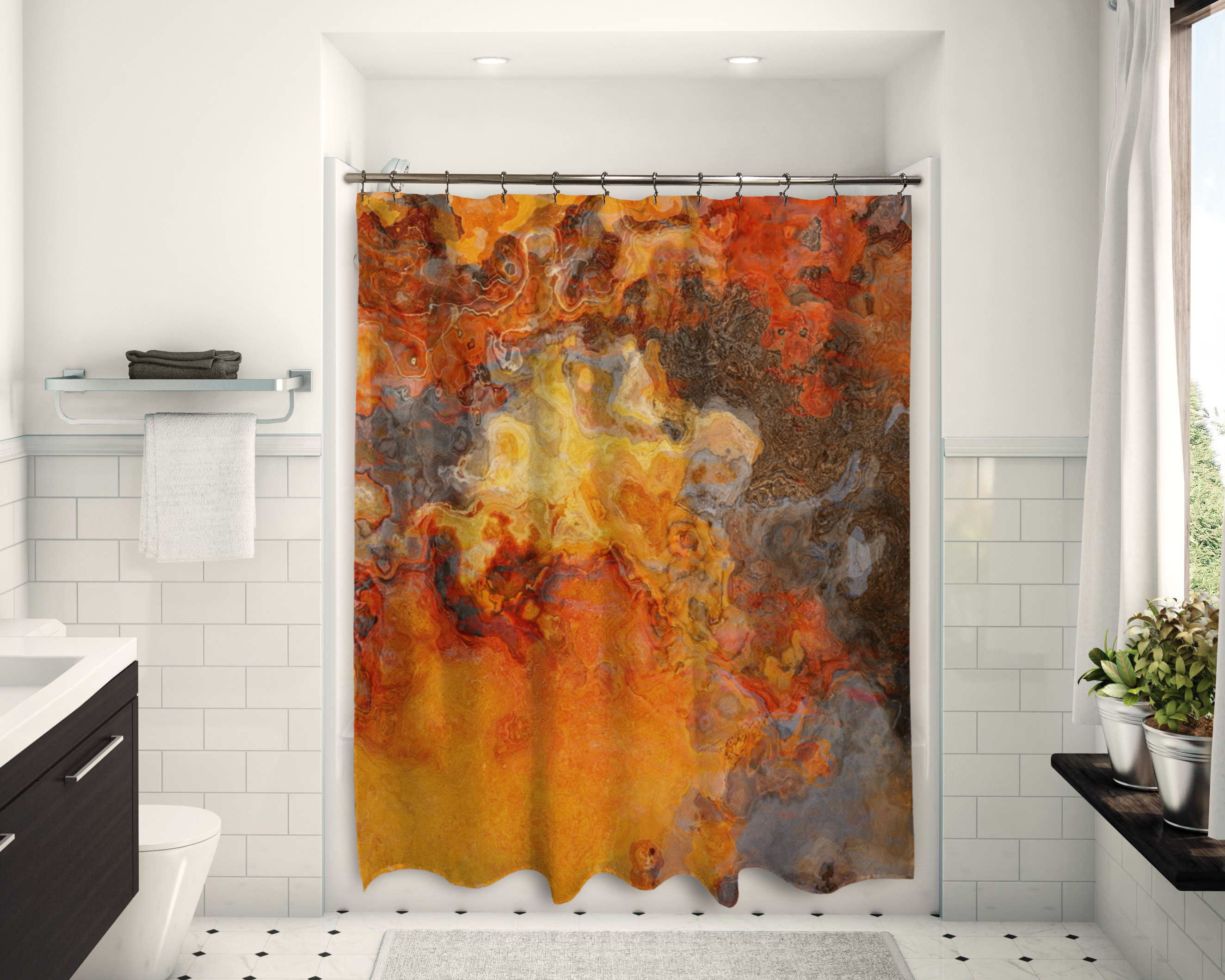 Abstract Art Shower Curtain: Contemporary Bathroom Decor - Lava Flow ...