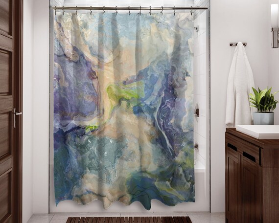 Abstract Art Shower Curtain Contemporary Bathroom Decor | Etsy