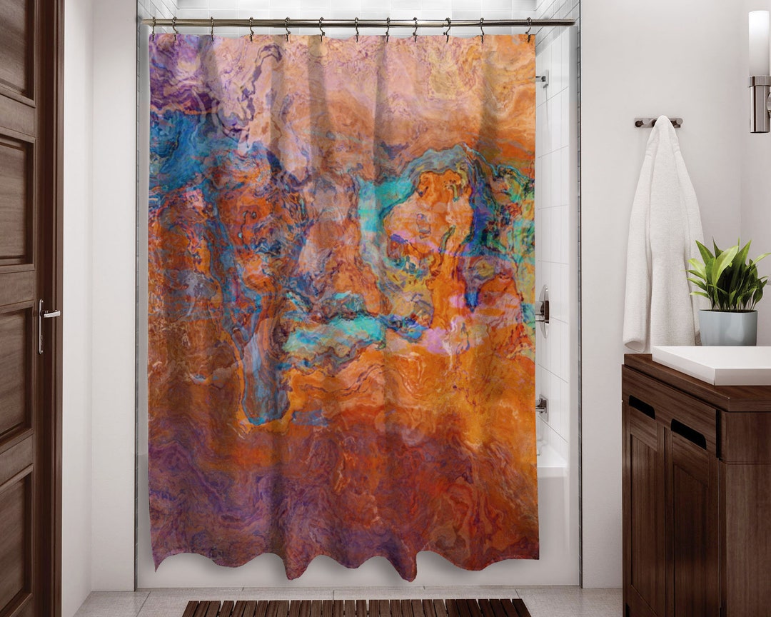 Abstract Art Shower Curtain: Contemporary Bathroom Decor - Southwest ...