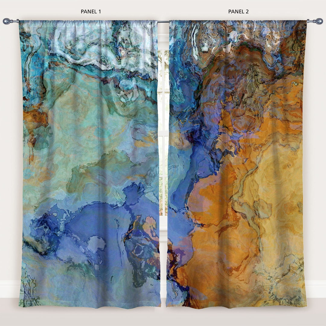 Window Curtain With Abstract Art, 50x84 Inch Panels, Blackout Drapes ...