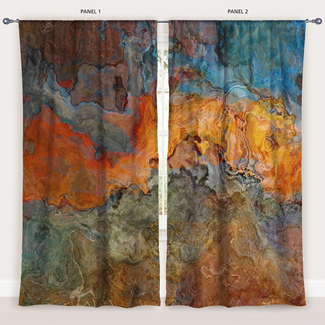 Window Curtain With Abstract Art, 50x84 Inch Panels, Blackout Drapes ...