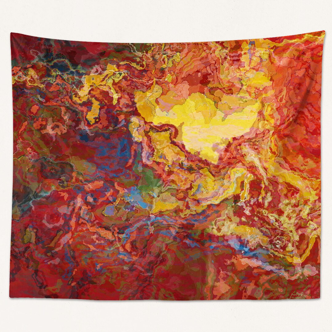 Abstract Art Tapestry: Large Modern Wall Hanging - Momentary in Red ...