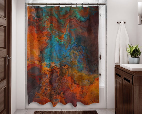 Abstract Art Shower Curtain Contemporary Bathroom Decor - Etsy