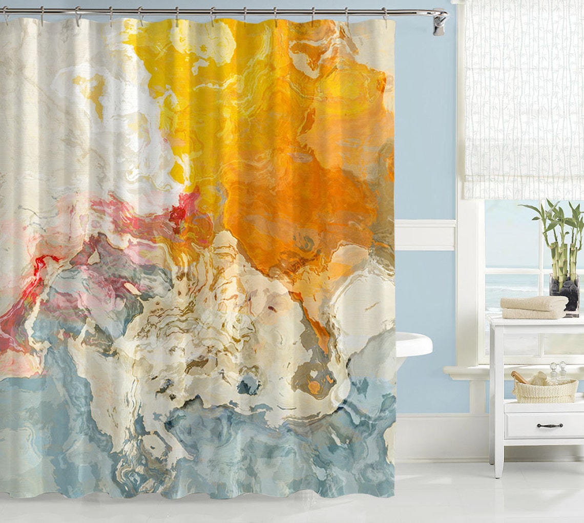 Abstract Art Shower Curtain Contemporary Bathroom Decor in - Etsy