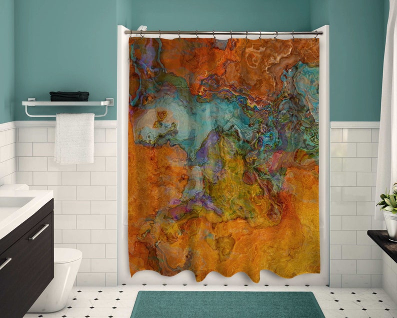 Abstract Art Shower Curtain Contemporary Bathroom Decor - Etsy