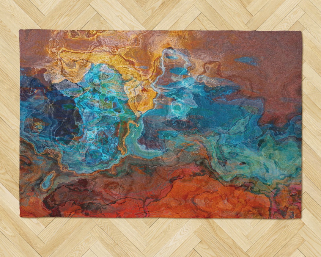 Area Rug With Abstract Art, Four Sizes 2x3 to 5x7, Contemporary Durable ...