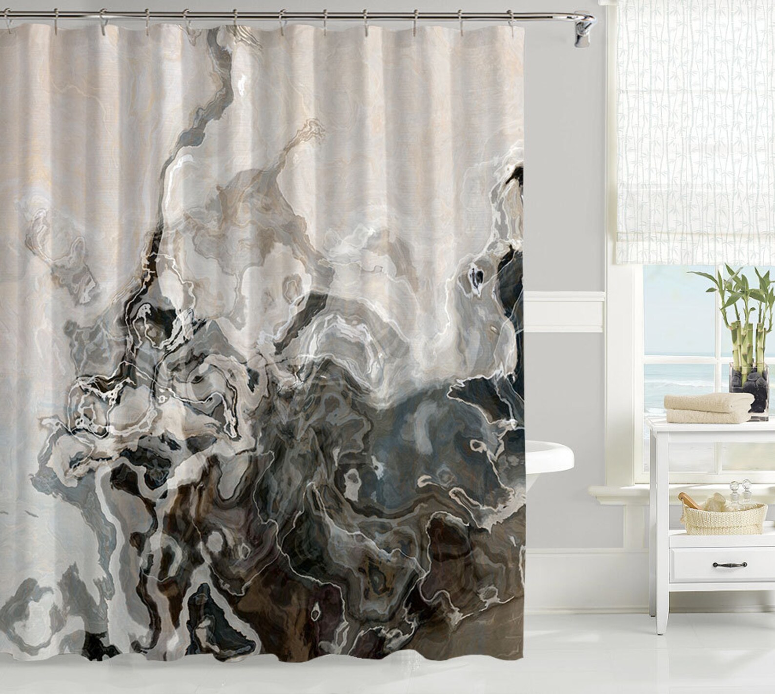 Abstract Art Shower Curtain: Contemporary Bathroom Decor - Geologic ...