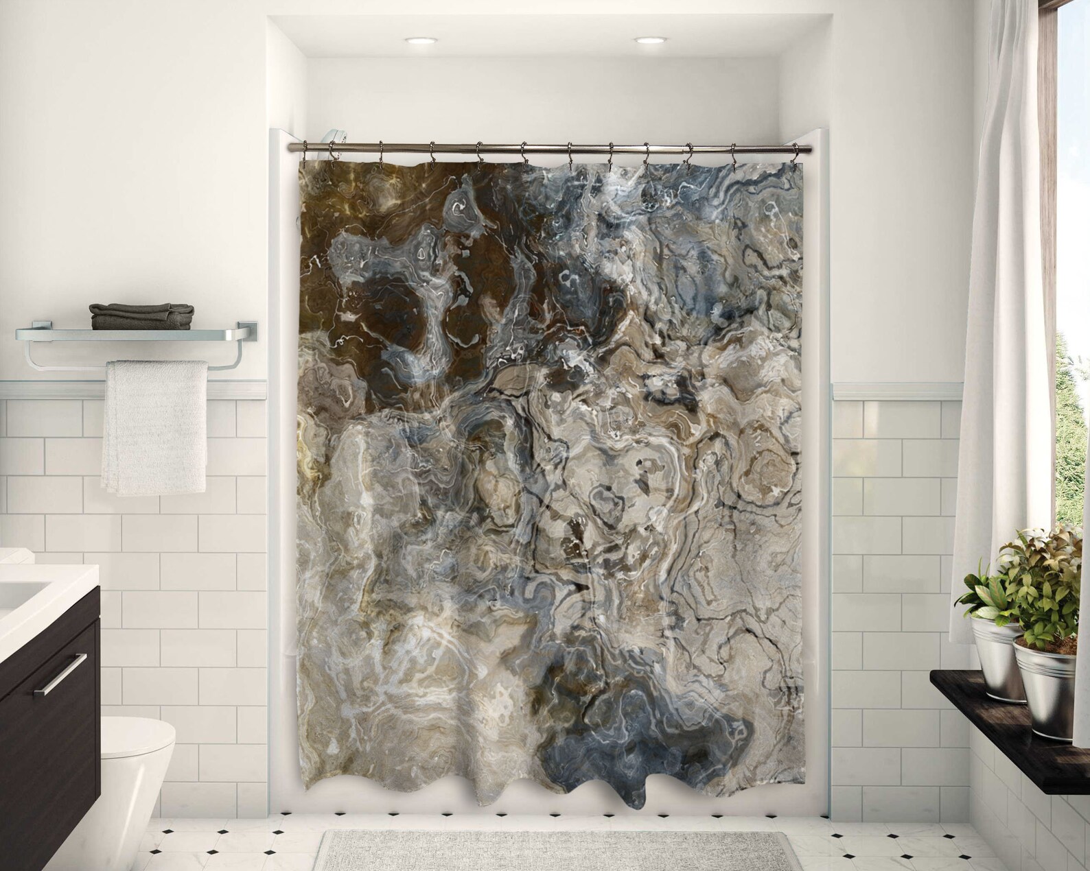 Abstract Art Shower Curtain Contemporary Bathroom Decor - Etsy