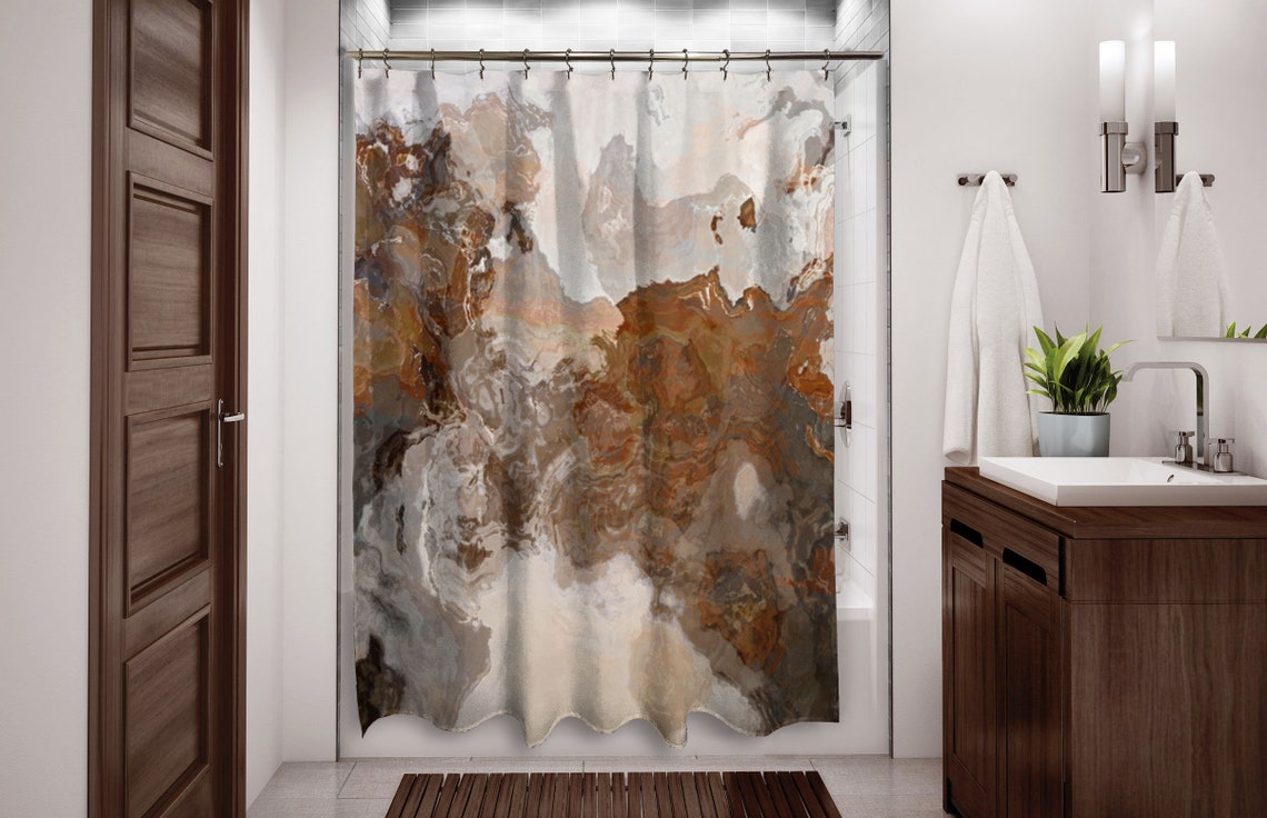 Abstract Art Shower Curtain Contemporary Bathroom Decor - Etsy
