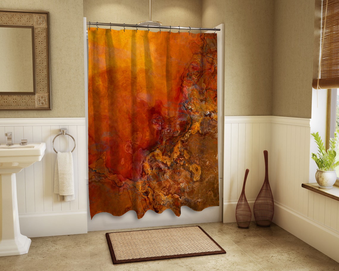Abstract Art Shower Curtain Contemporary Bathroom Decor | Etsy