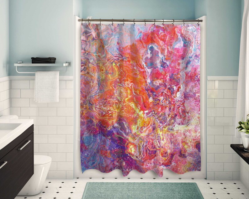 Abstract Art Shower Curtain Contemporary Bathroom Decor - Etsy